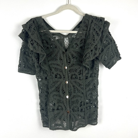 Indigo Thread Co | Tops | Indigo Thread Crochet Top Sz S Olive Green ...